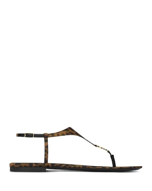 Saint Laurent Cassandra Slingback Thong Sandals - Leopard
