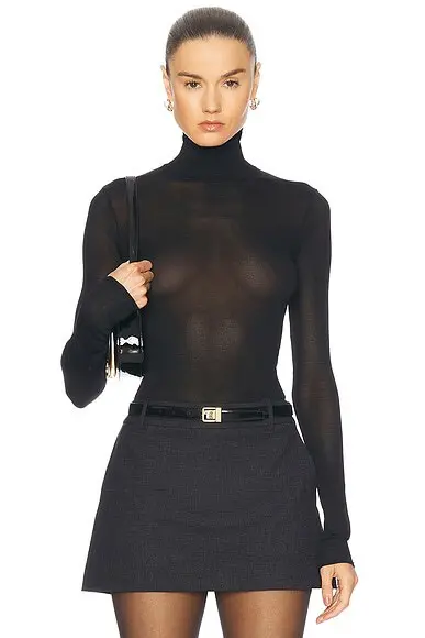 EAVES Sheer Turtleneck Sweater