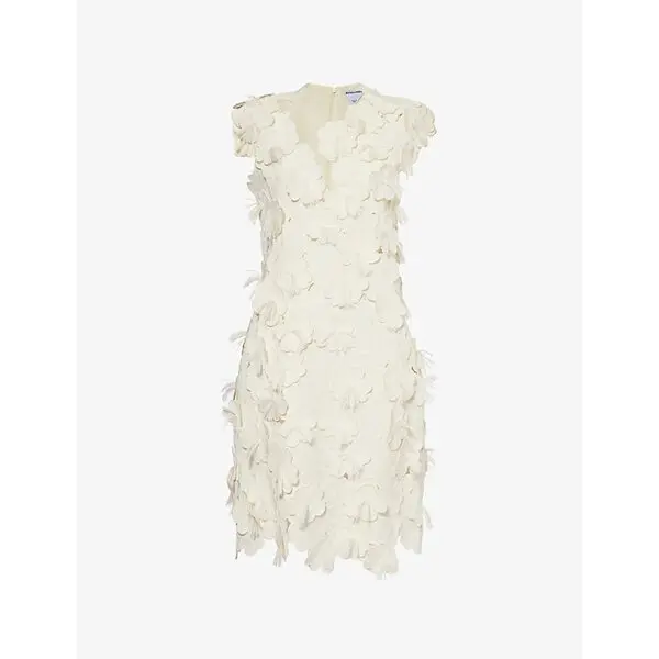 Bottega Veneta Flower-embroidered Sleeveless Silk-blend Mini Dress