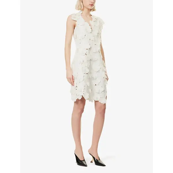 Bottega Veneta Flower-embroidered Sleeveless Silk-blend Mini Dress