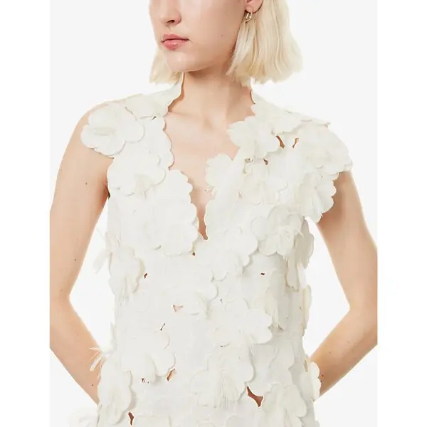 Bottega Veneta Flower-embroidered Sleeveless Silk-blend Mini Dress