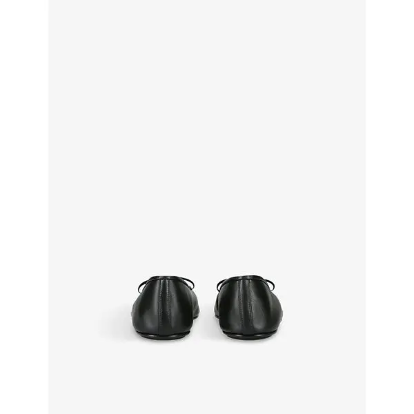 THE ROW Elasticated Round-toe Leather Ballet Flats - Black