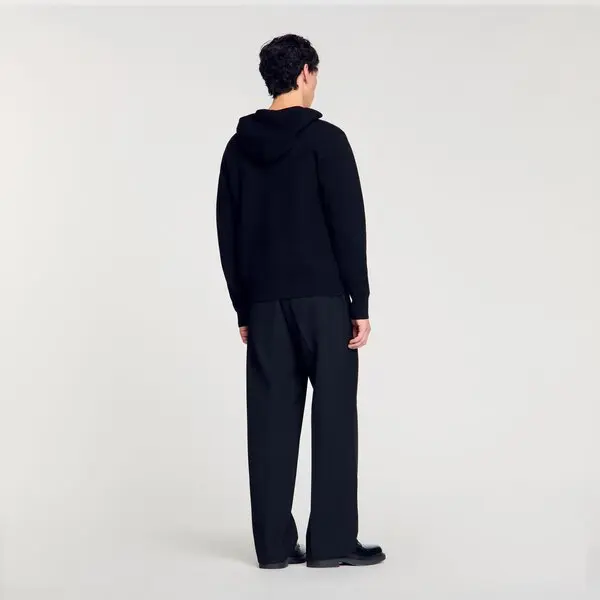 Sandro Zip-up Milano Knit Cardigan With Snake Patch