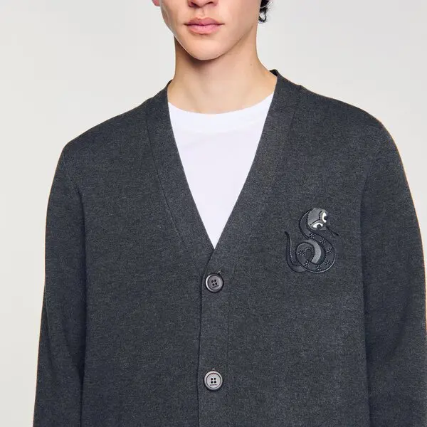 Sandro Cardigan With Snake Patch