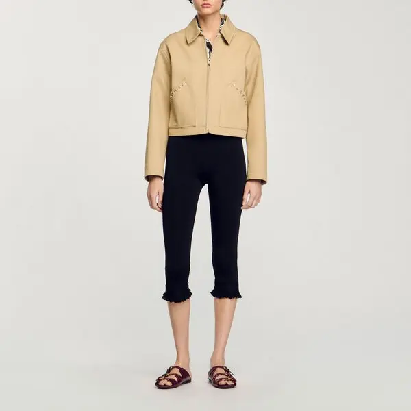 Sandro Short Jacket With Rhinestone Details