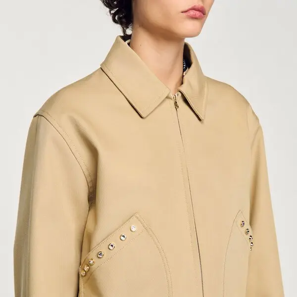 Sandro Short Jacket With Rhinestone Details