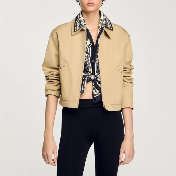 Sandro Short Jacket With Rhinestone Details