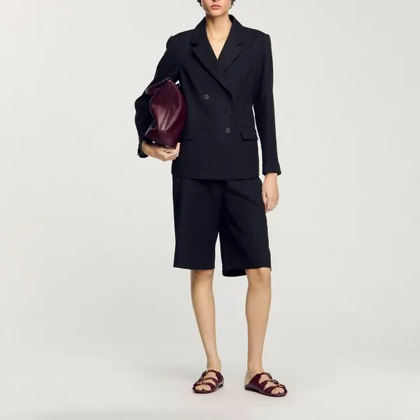 Sandro Double-breasted Suit Jacket - Black