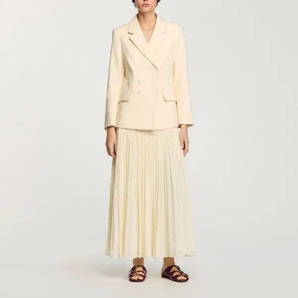 Sandro Double-breasted Suit Jacket - Ecru