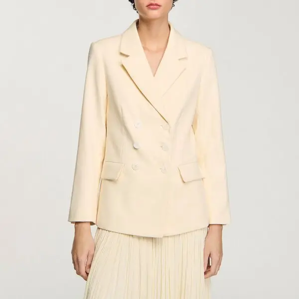 Sandro Double-breasted Suit Jacket - Ecru
