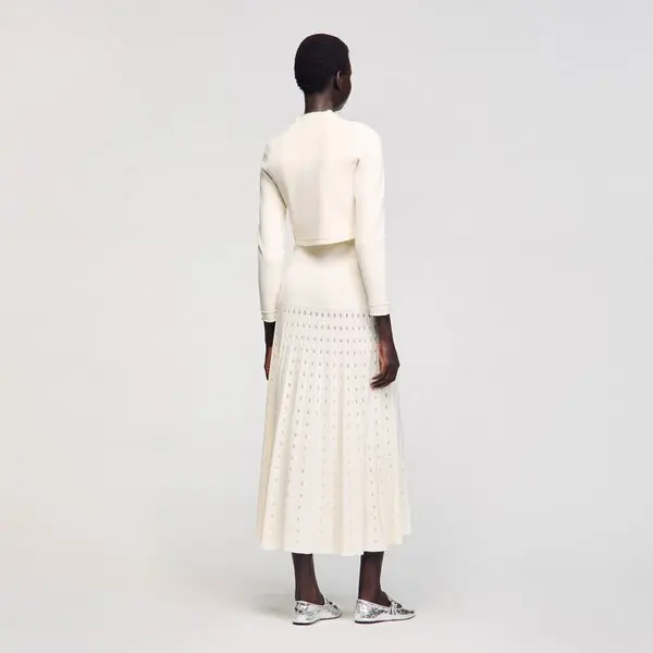 Cropped Pearl Cardigan Mサイズ　ecru Alexander Wang Pearl Placket Cropped Cardigan in Ivory | FWRD