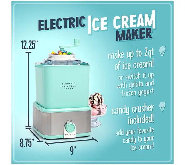 NOSTALGIA Electric Ice Cream Maker With Candy C Rusher