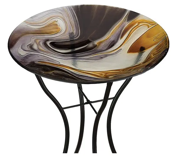 REGAL ART & GIFT 18' Birdbath With Stand Swir L Black - One-color