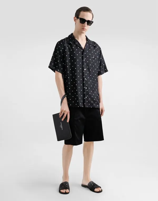 Dolce & Gabbana Silk Shirt With Polka-dot And Logo - Print