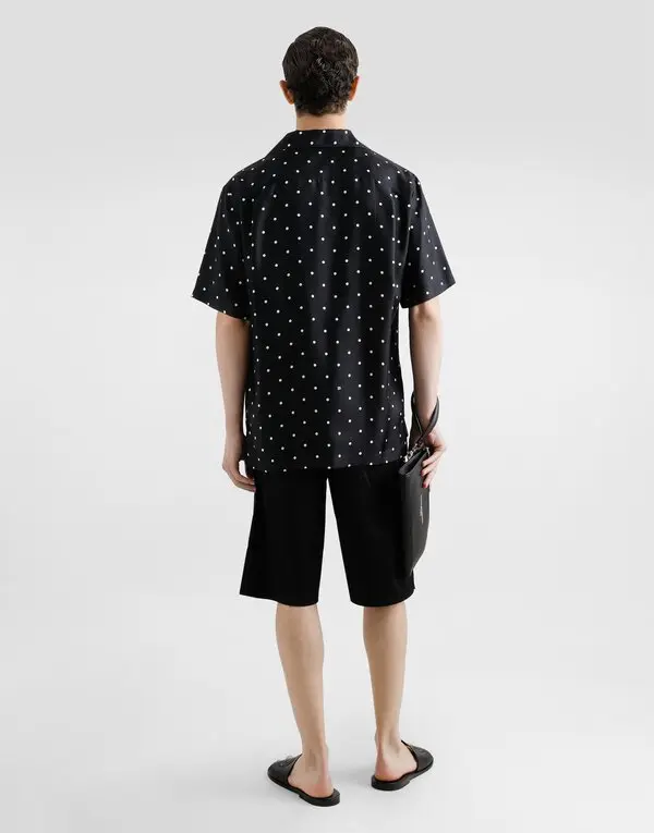 Dolce & Gabbana Silk Shirt With Polka-dot And Logo - Print