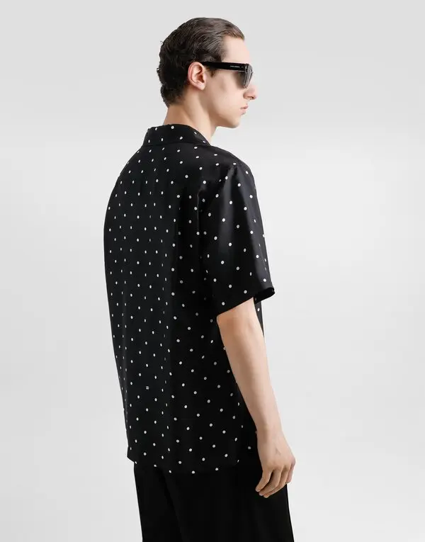 Dolce & Gabbana Silk Shirt With Polka-dot And Logo - Print