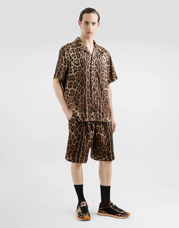 Dolce & Gabbana Leopard Silk Twill Shorts