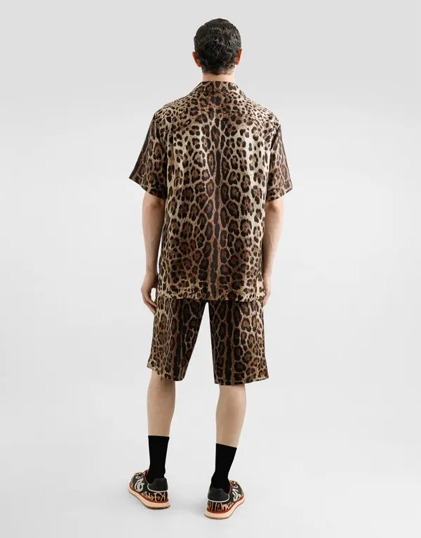Dolce & Gabbana Leopard Silk Twill Shorts