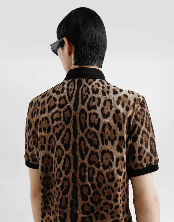 Dolce & Gabbana Cotton Polo-shirt With Leopard
