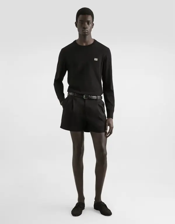 Dolce & Gabbana Cotton Round-neck Sweater With Logo Tag - Black