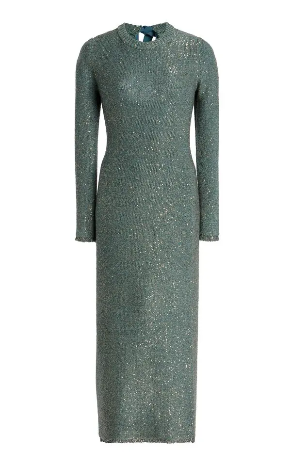 Altuzarra Open-back Sequined Wool-blend Knit Midi Dress - Blue