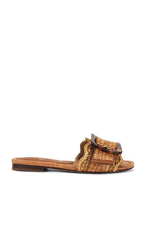Sam Edelman Bambi Raffia Sandal With Tortoise Shell Buckle - Brown