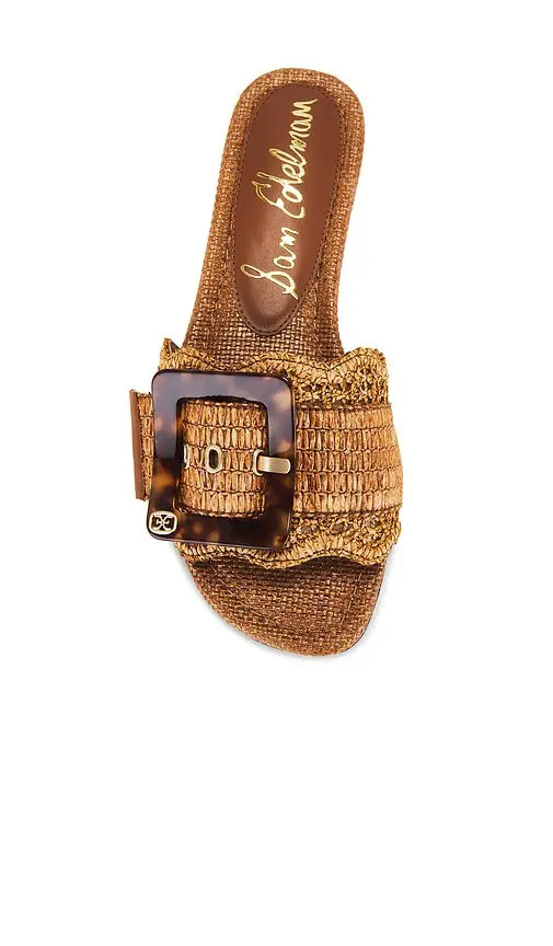 Sam Edelman Bambi Raffia Sandal With Tortoise Shell Buckle - Brown