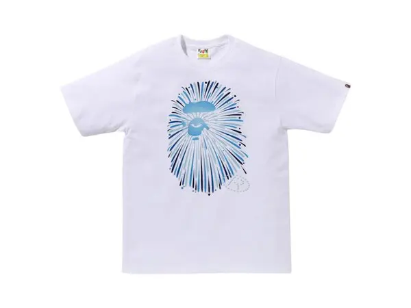 A BATHING APE Ape Head Firework I Tee Shirt - White/blue