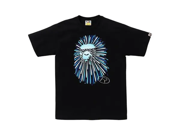 A BATHING APE Ape Head Firework I Tee Shirt - Black/blue