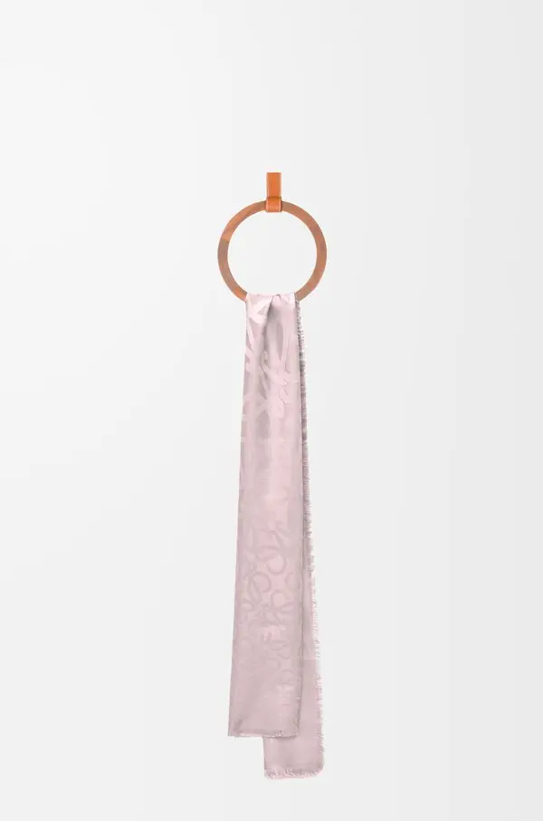 Loewe Scarf In Silk And Wool - Icy Pink