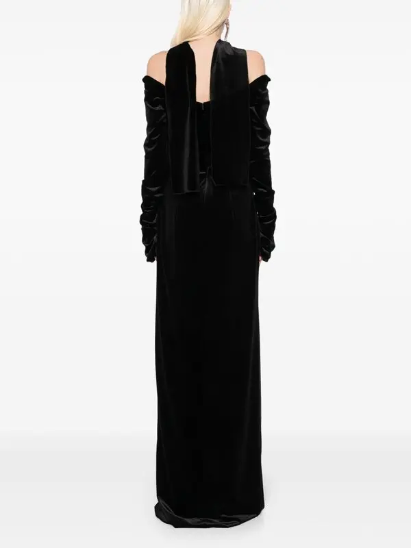 SAIID KOBEISY Velvet Fitted Long Dress