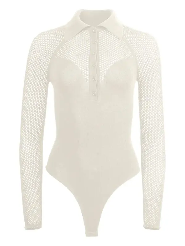 FLEUR DU MAL Mesh Bodysuit - White