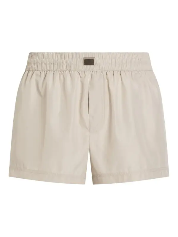 Dolce & Gabbana Logo-plaque Swim Shorts - Neutrals