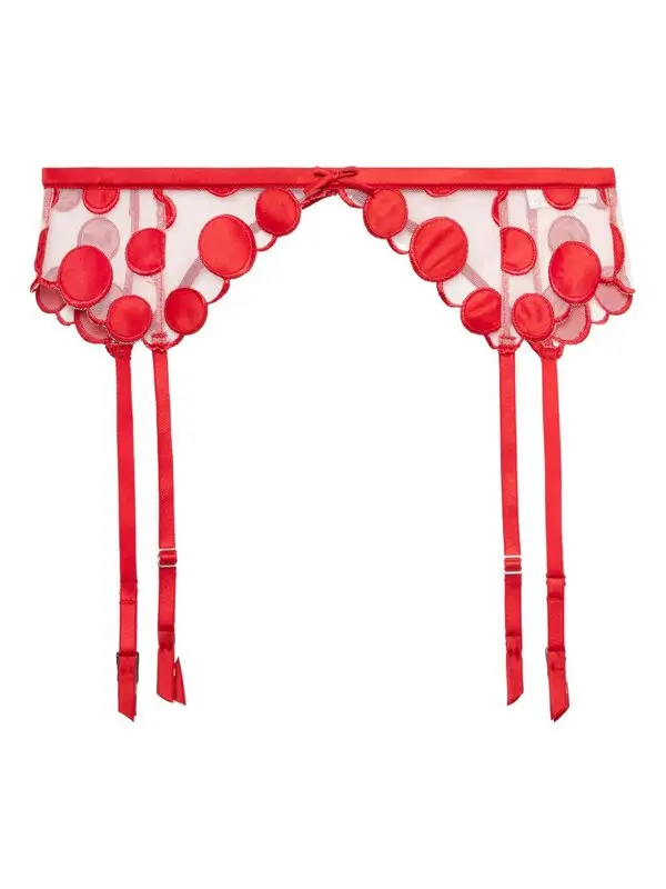 Fleur Du Mal Polka-dot Garter - Red