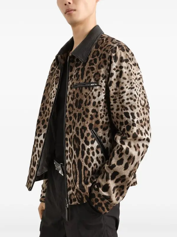 Dolce & Gabbana Leopard-print Bomber Jacket - Brown