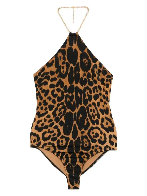 TOM FORD Leopard-print Halterneck Swimsuit - Brown