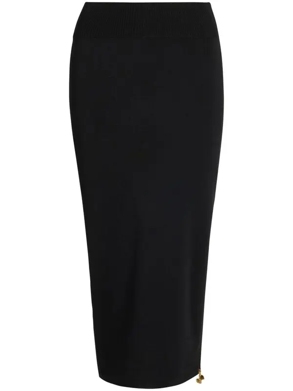 PATOU Decorative-zip Midi Skirt - Black