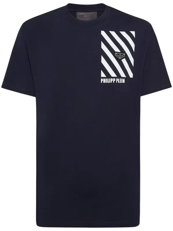 Philipp Plein Stripe-print T-shirt - Blue