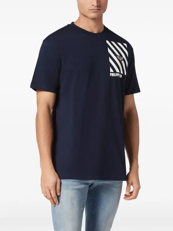 Philipp Plein Stripe-print T-shirt - Blue
