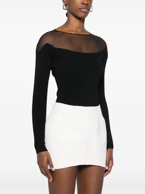 MUGLER Sheer-paneled Bodysuit
