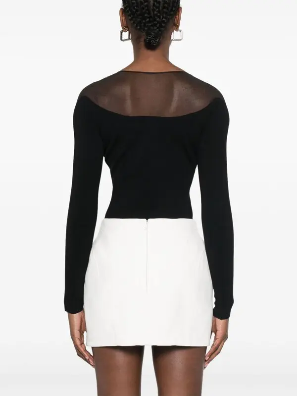 MUGLER Sheer-paneled Bodysuit