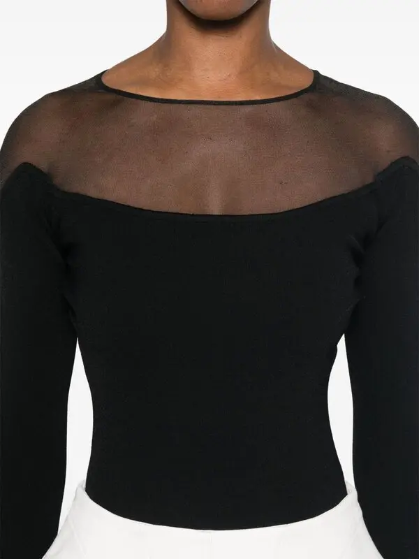MUGLER Sheer-paneled Bodysuit