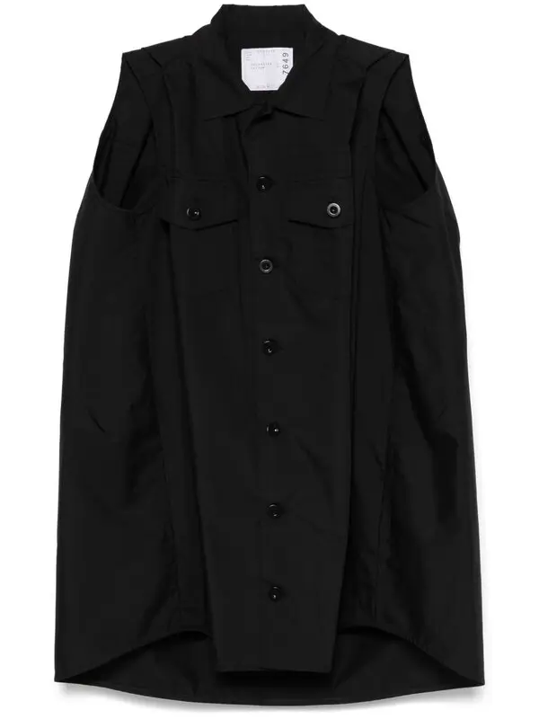 Sacai Sleeveless Mini Shirt Dress - Black