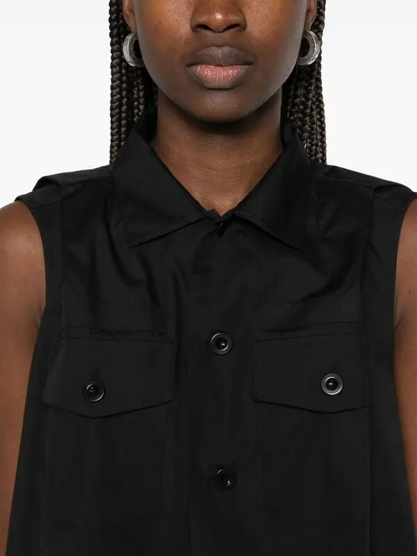Sacai Sleeveless Mini Shirt Dress - Black