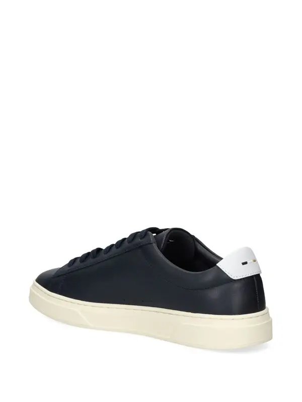 BOSS Lace-up Trainers In Polished Leather With Logo Details - Blue