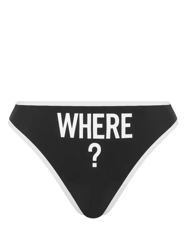 Moschino Slogan-print Bikini Bottom - Black