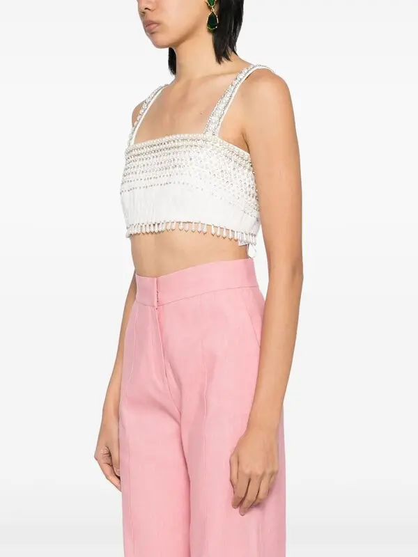 Elisabetta Franchi Pearl-trimmed Cropped Vest