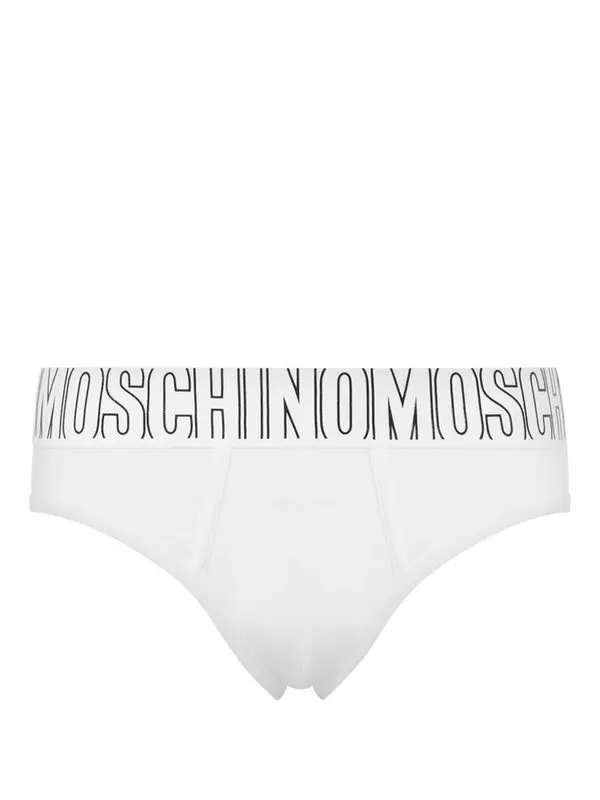 Moschino Logo-waistband Briefs - White