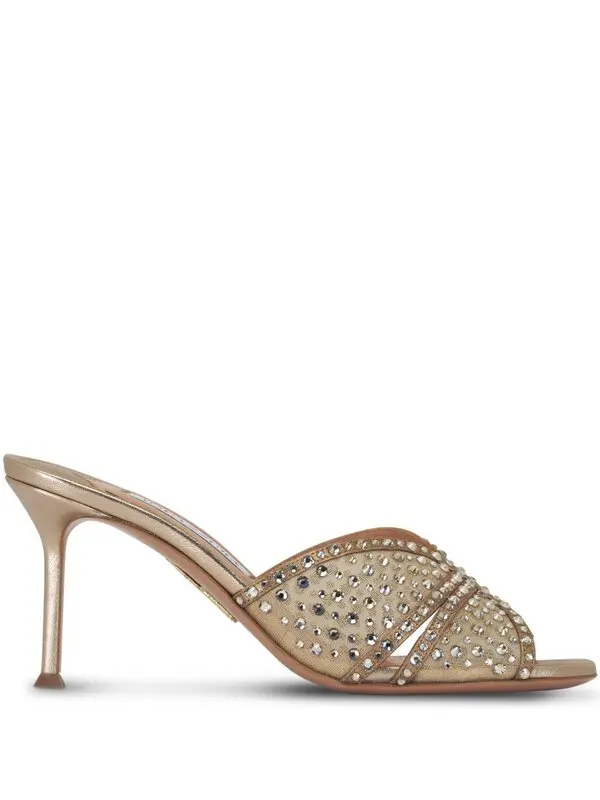 AQUAZZURA 75mm Lover Mules - Neutrals