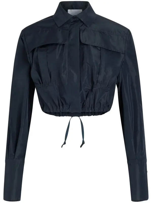 PATOU Cropped Faille Safari Shirt - Blue